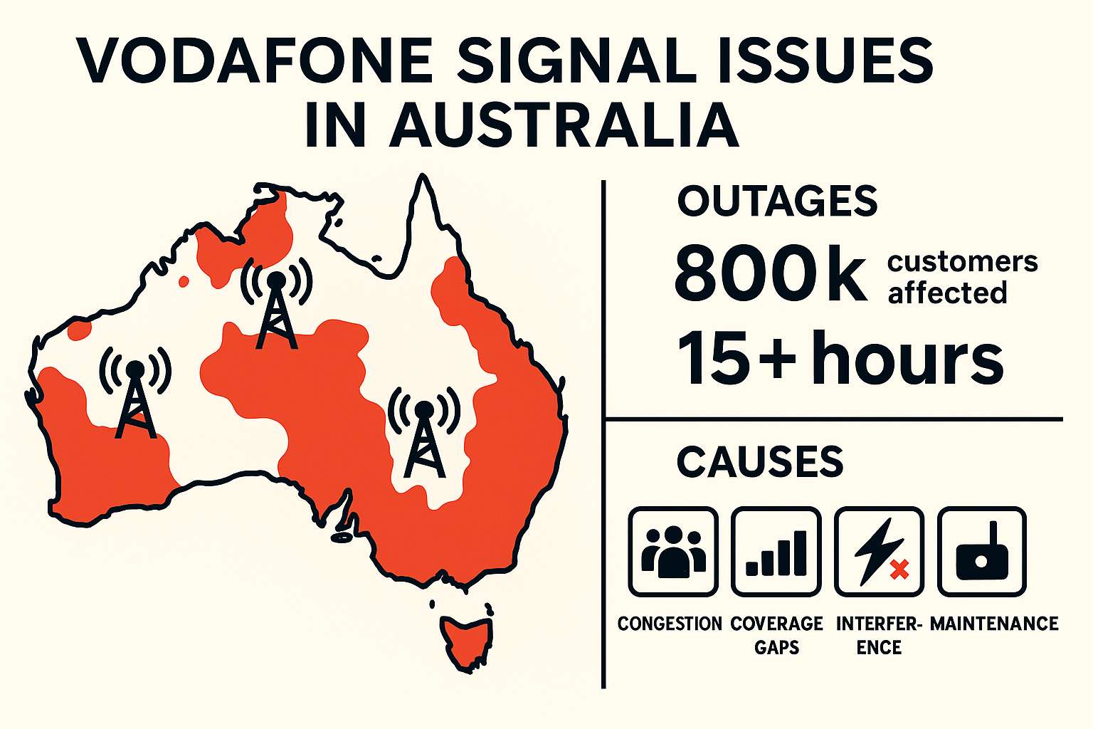 image showing common causes of Vodafone signal problems like congestion ...
